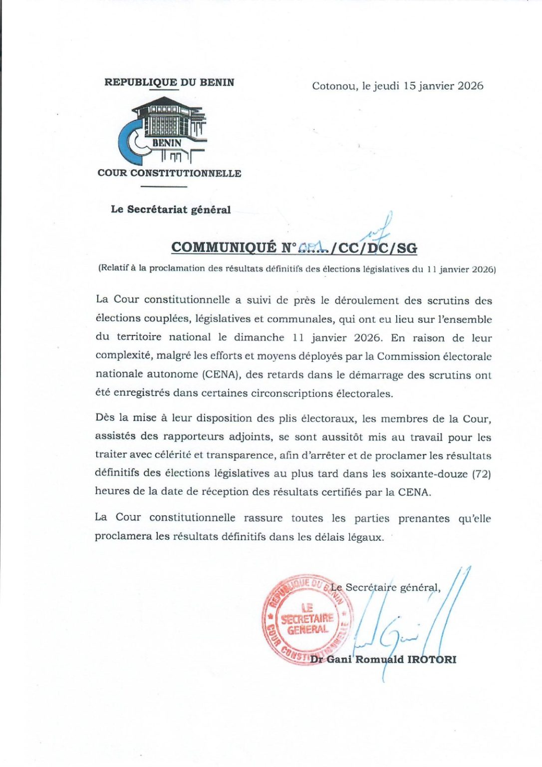 Proclamation des résultats : La Cour constitutionnelle fixe le cap, la ...